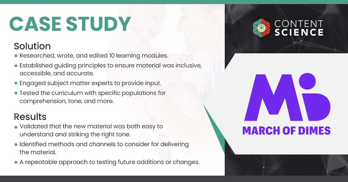 March of Dimes Modernizes Training Curriculum for Moms - Content Science