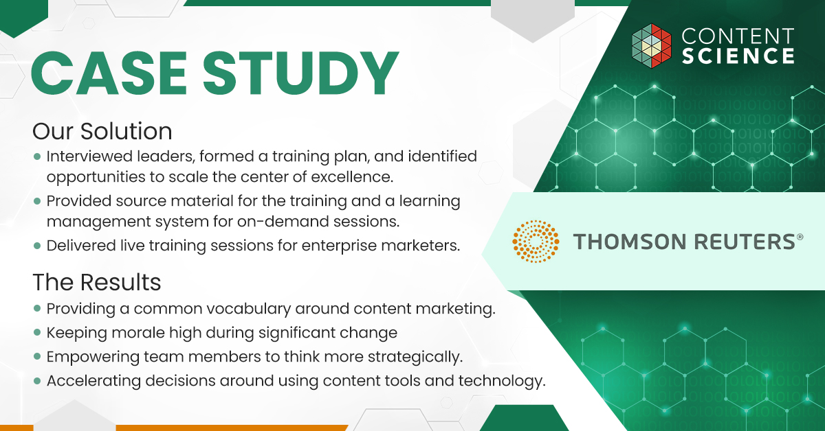 Thomson Reuters Scales Center of Content Excellence with Training ...